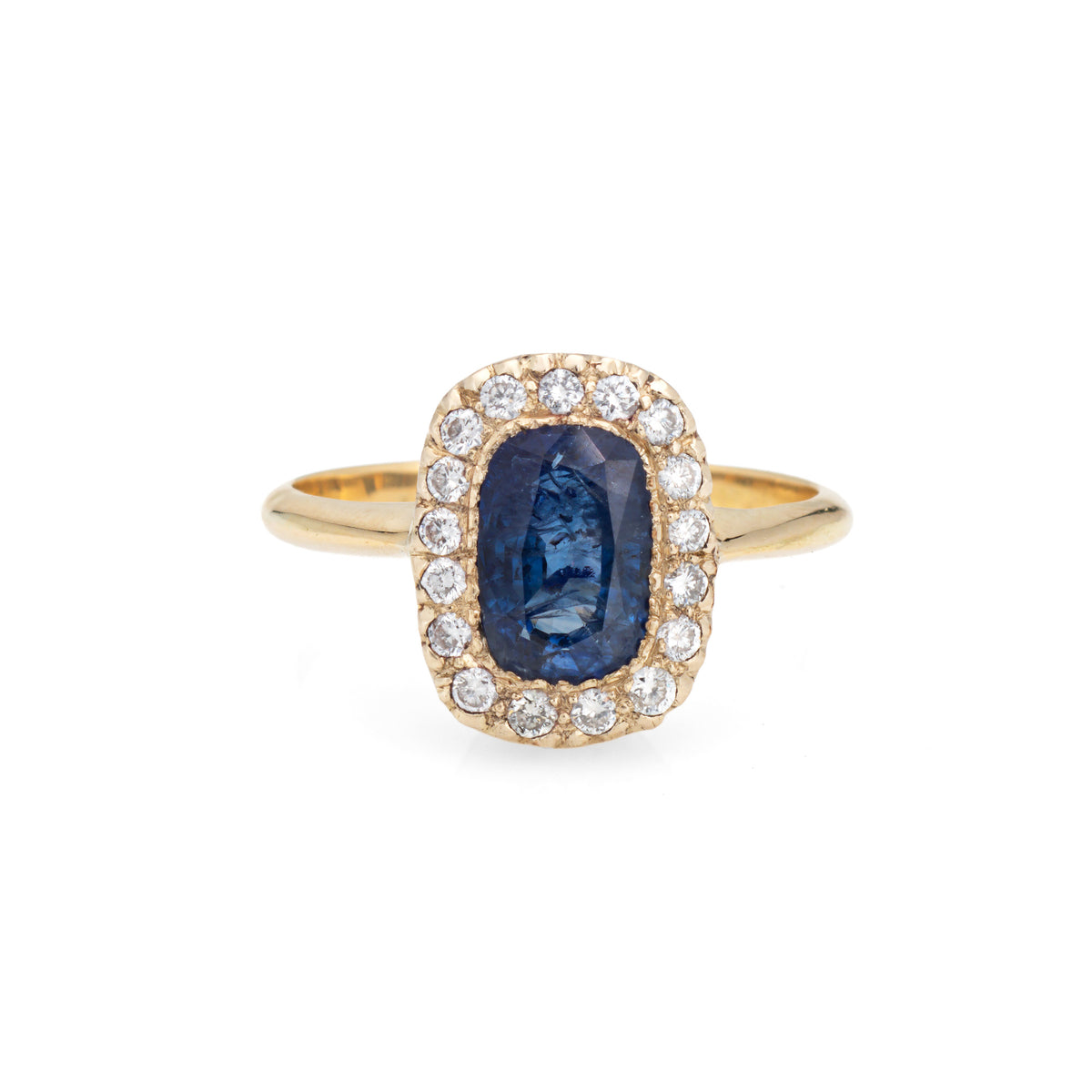 Sapphire Diamond Ring Vintage Gemstone Engagement 18k Yellow Gold Prin ...