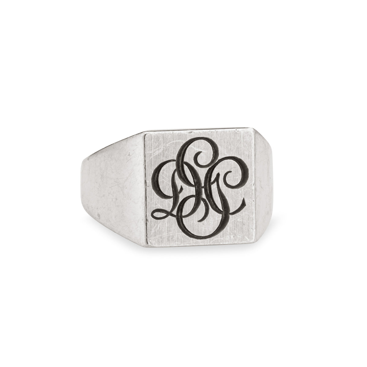 Cartier Signet Ring Initial Vintage Platinum Sz 6.75 Square Heavy Band ...