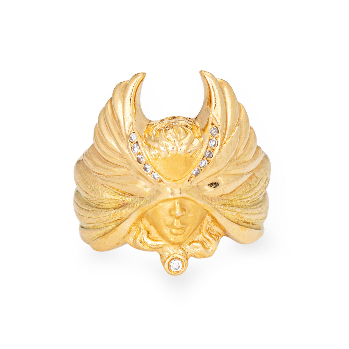 Carrera y Carrera Masked Angel Ring Diamond 18k Gold Sz 6.75 Signed Je ...