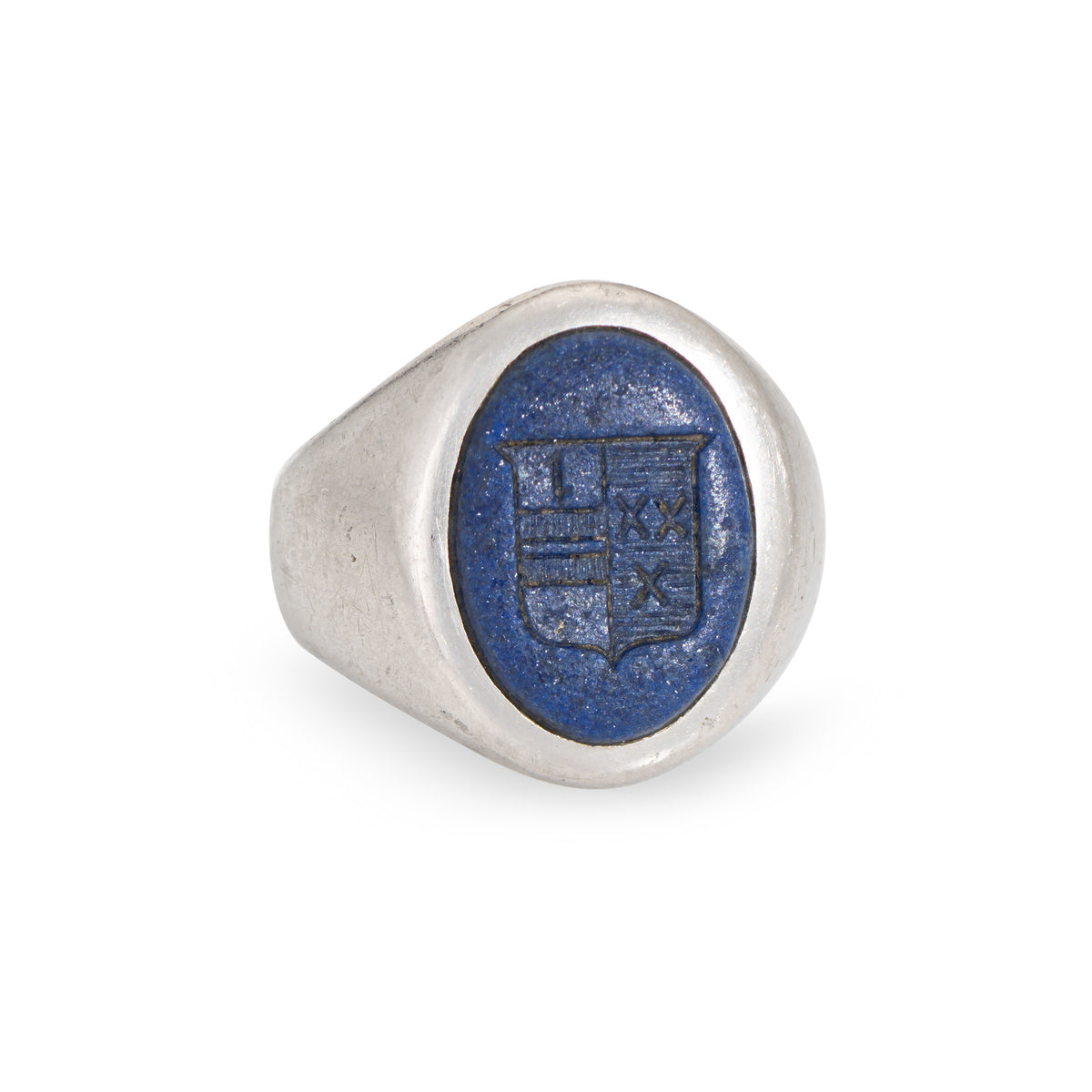 Vintage Tiffany & Co Crest Ring Lapis Lazuli Platinum Sz 6 Mid Century ...