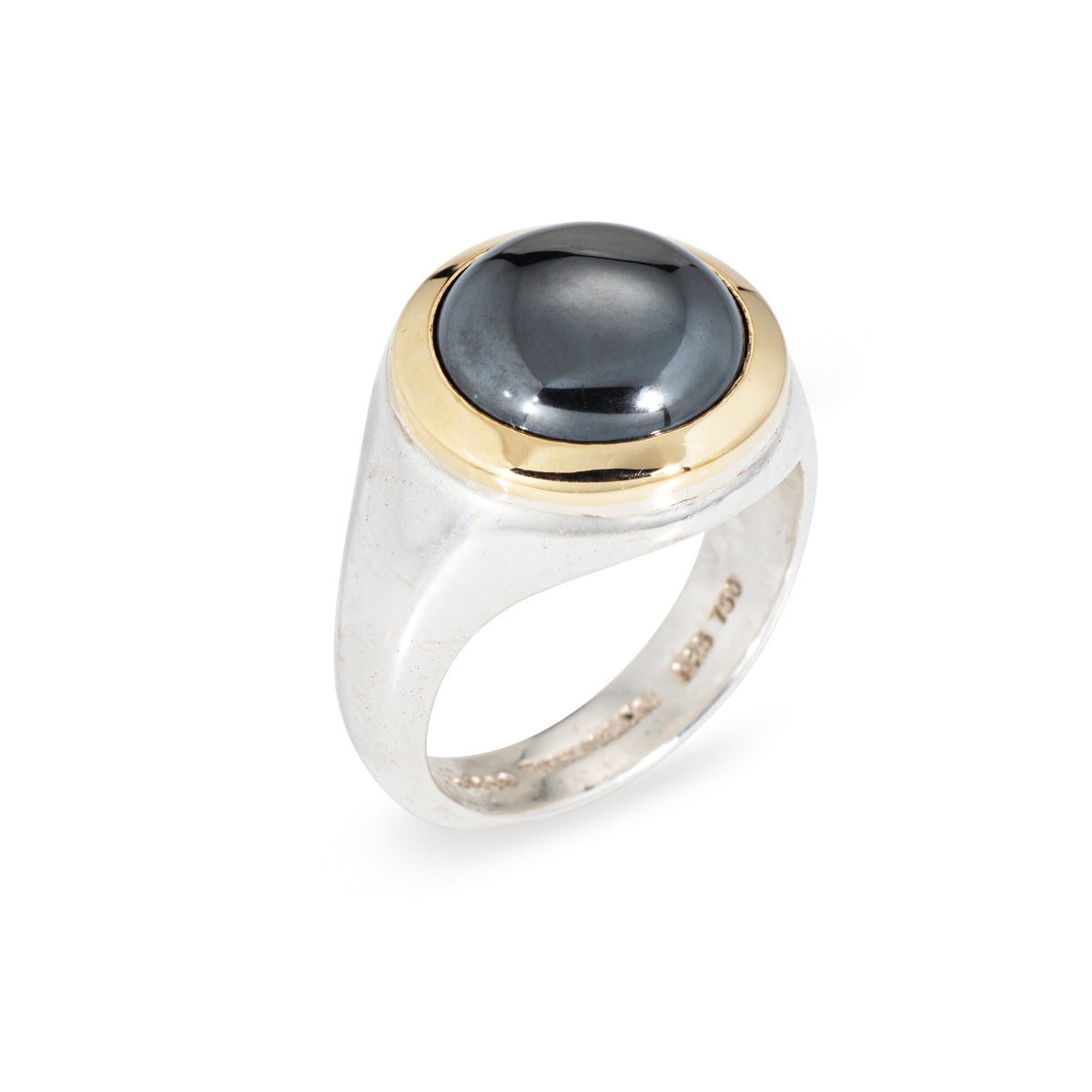 c1999 Tiffany & Co Hematite Ring Sz 5.75 Sterling Silver 18k Gold Band ...