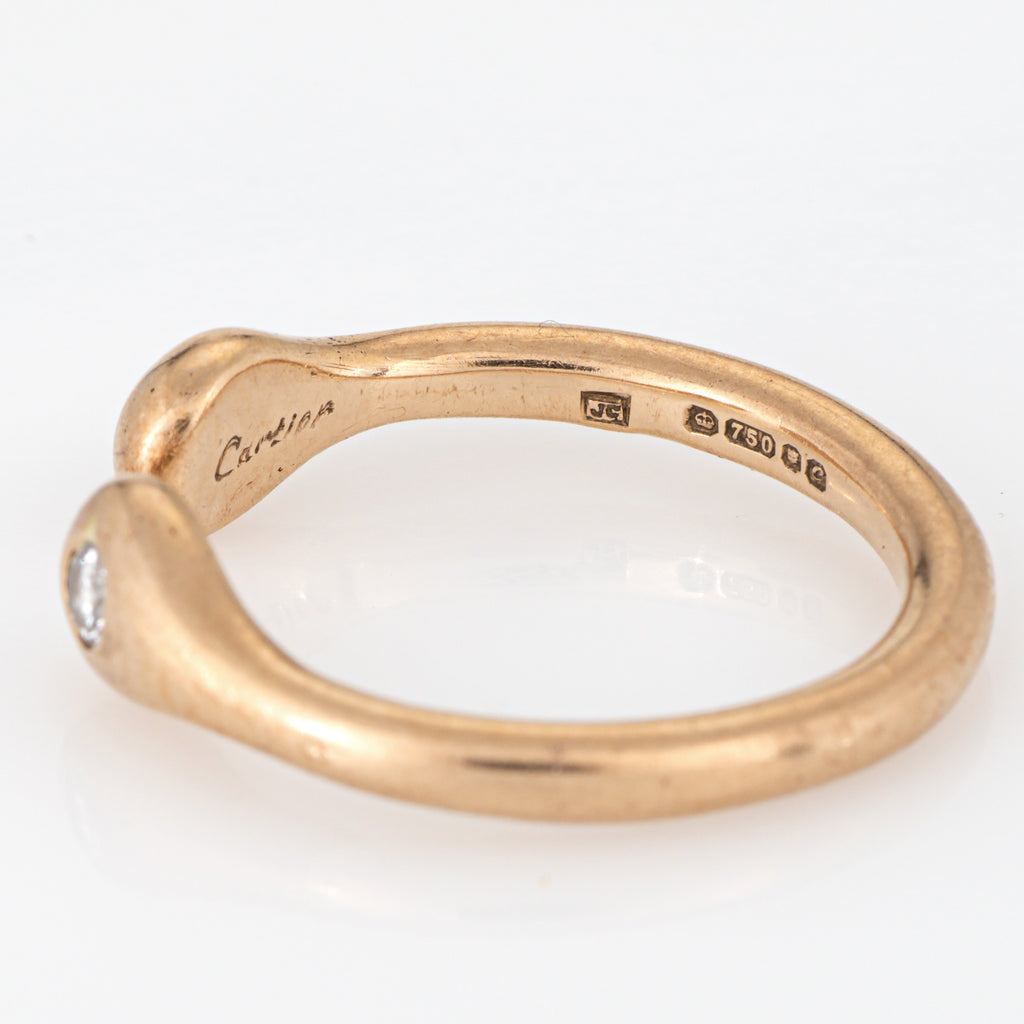 c1977 Cartier London Diamond Ring Sz 4.5 Pinky Band 18k Yellow Gold Vi ...