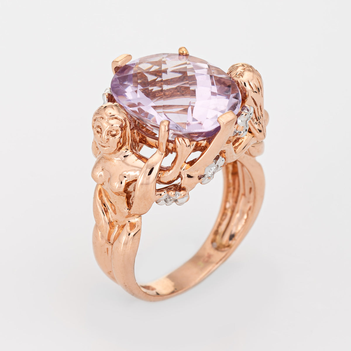 Amethyst Nymph Ring Estate 14k Rose Gold Diamond Nude Woman Fine Jewel ...
