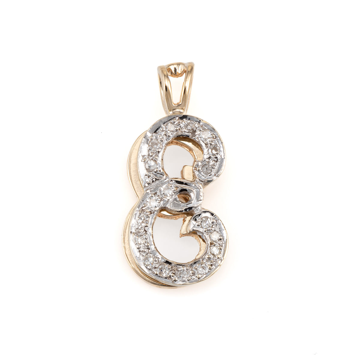 Vintage Letter E Initial Charm Diamond 14k Yellow Gold Cursive Script ...