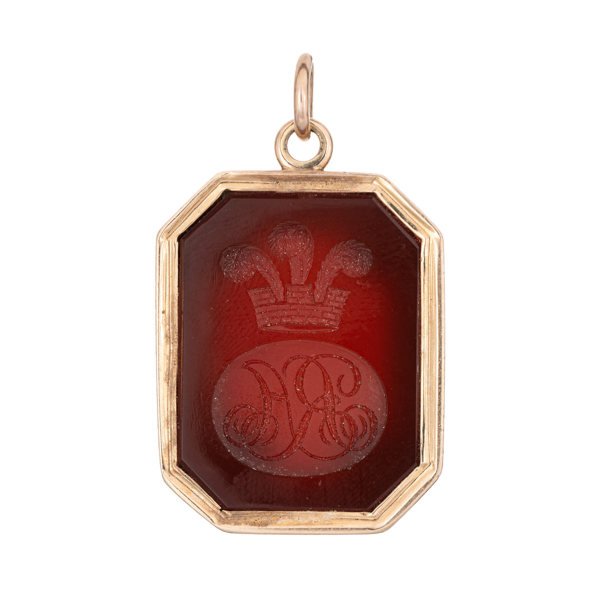 Antique Victorian Intaglio Pendant Carnelian Three Feathers 14k Gold S ...