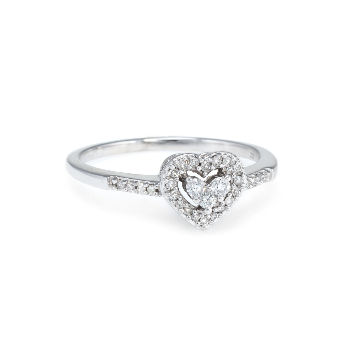 Diamond Heart Stacking Ring Estate 10k White Gold– Sophie Jane