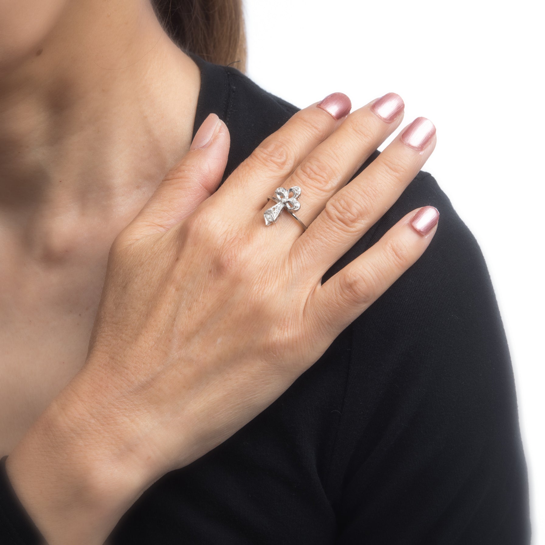 Antique Clover Conversion Ring Art Deco Diamond 14k White Gold Platinu ...